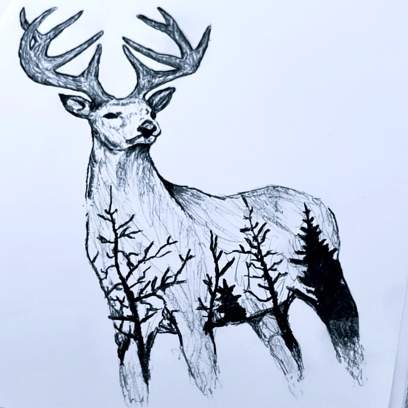 Art | Original Forest Deer Drawing By Designer And Artist Masonbuickk ...
